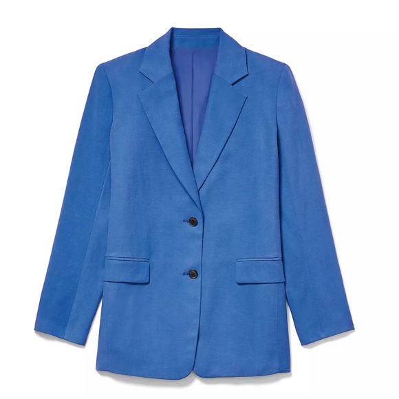 LOFT | Jackets & Coats | Loft Oversized Fluid Two Button Blue Blazer | Poshmark